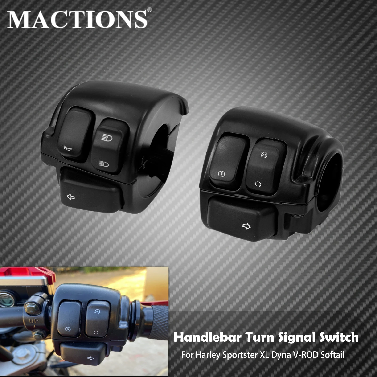 Motorcycle-Black-1-Handlebar-Turn-Signal-Control-Switch-For-Harley ...