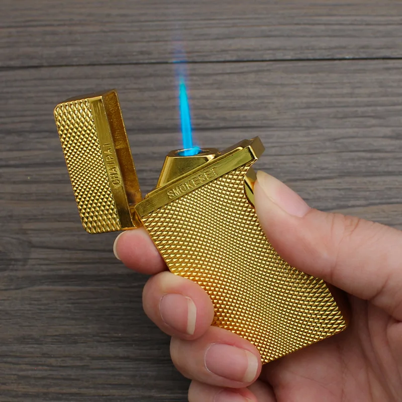 Creative-Ping-Sound-Oblique-Fire-Lighter-Windproof-Metal-Brushed-Side ...