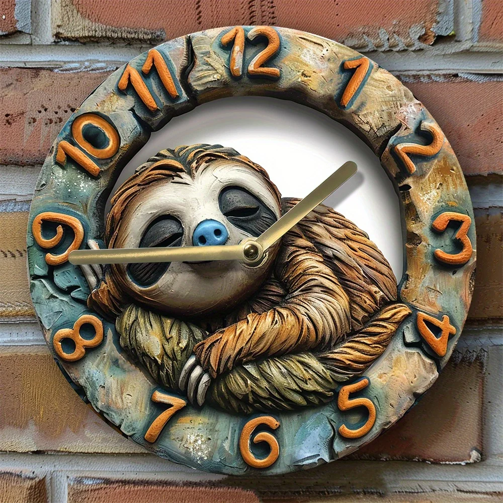 Sloth-Themed-Silent-Wall-Clock-with-DIY-Assembly-Kit-High-Definition-2D ...