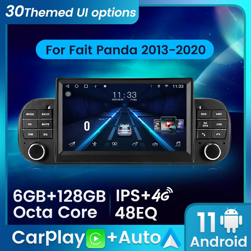Carplay+auto Android Headunit 1din For Fiat Panda 2013-2020 Car Radio ...