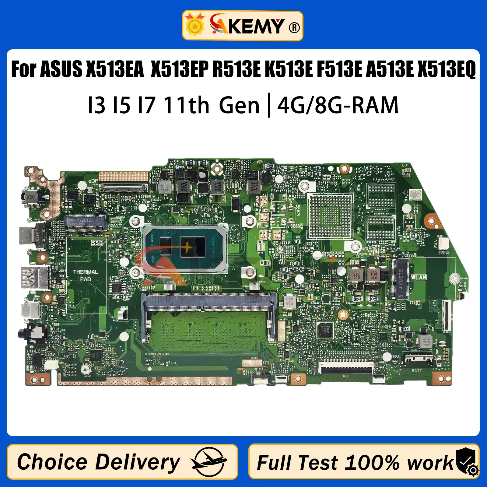 Akemy X513EA Mainboard For ASUS X513EP R513E K513E F513E A513E X513EQ ...
