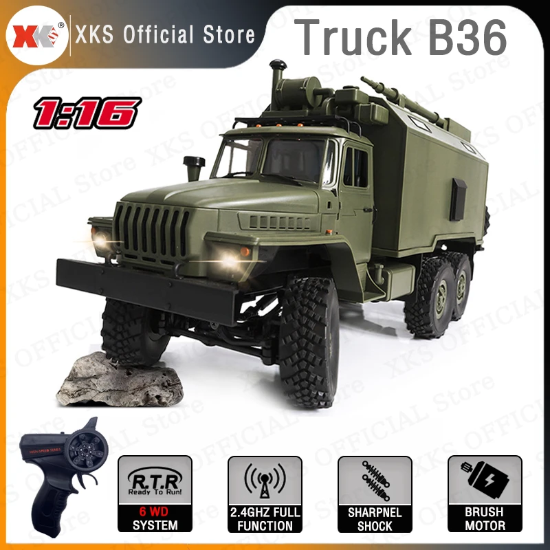 WPL B36 1/16 RC Truck 2.4G Remote Control Ural Military Truck 6 Wheel ...