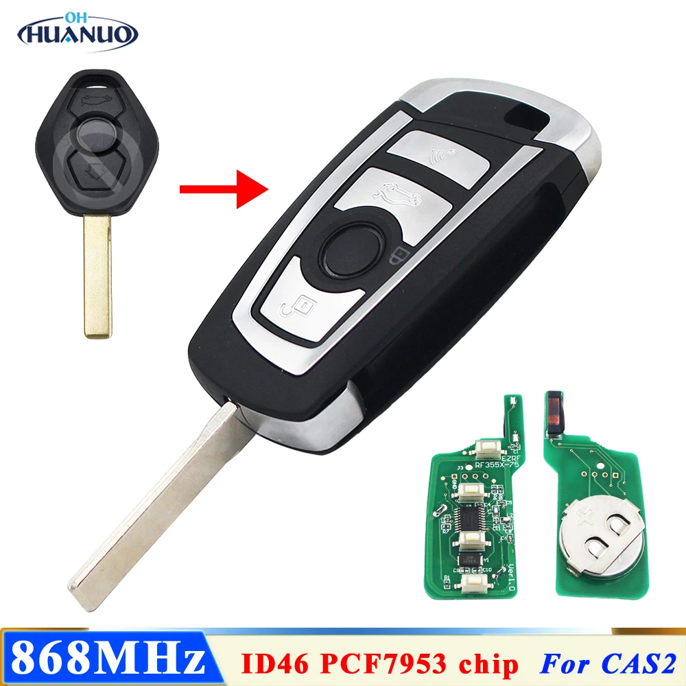 Modified Folding Remote Key 868MHz ID46 PCF7953 Chip For for BMW E87 ...