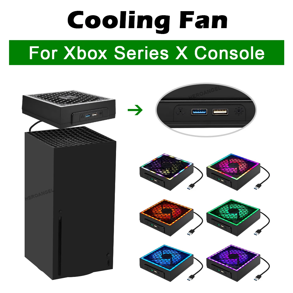 NEW Top Cooling Fan For Xbox Series X Console with Colorful Light Strip ...