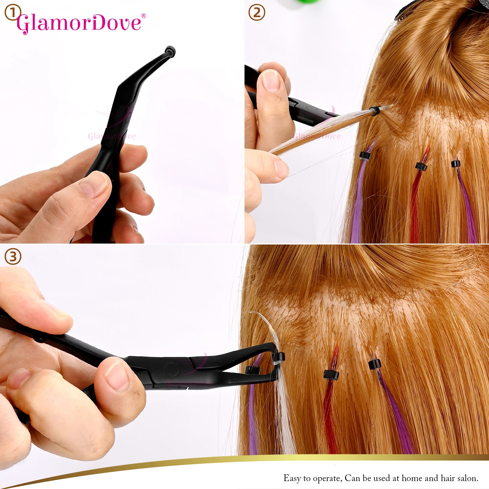 Black Micro Ring Bead Opener Plier I Tip Hair Extension Microlink Tool ...