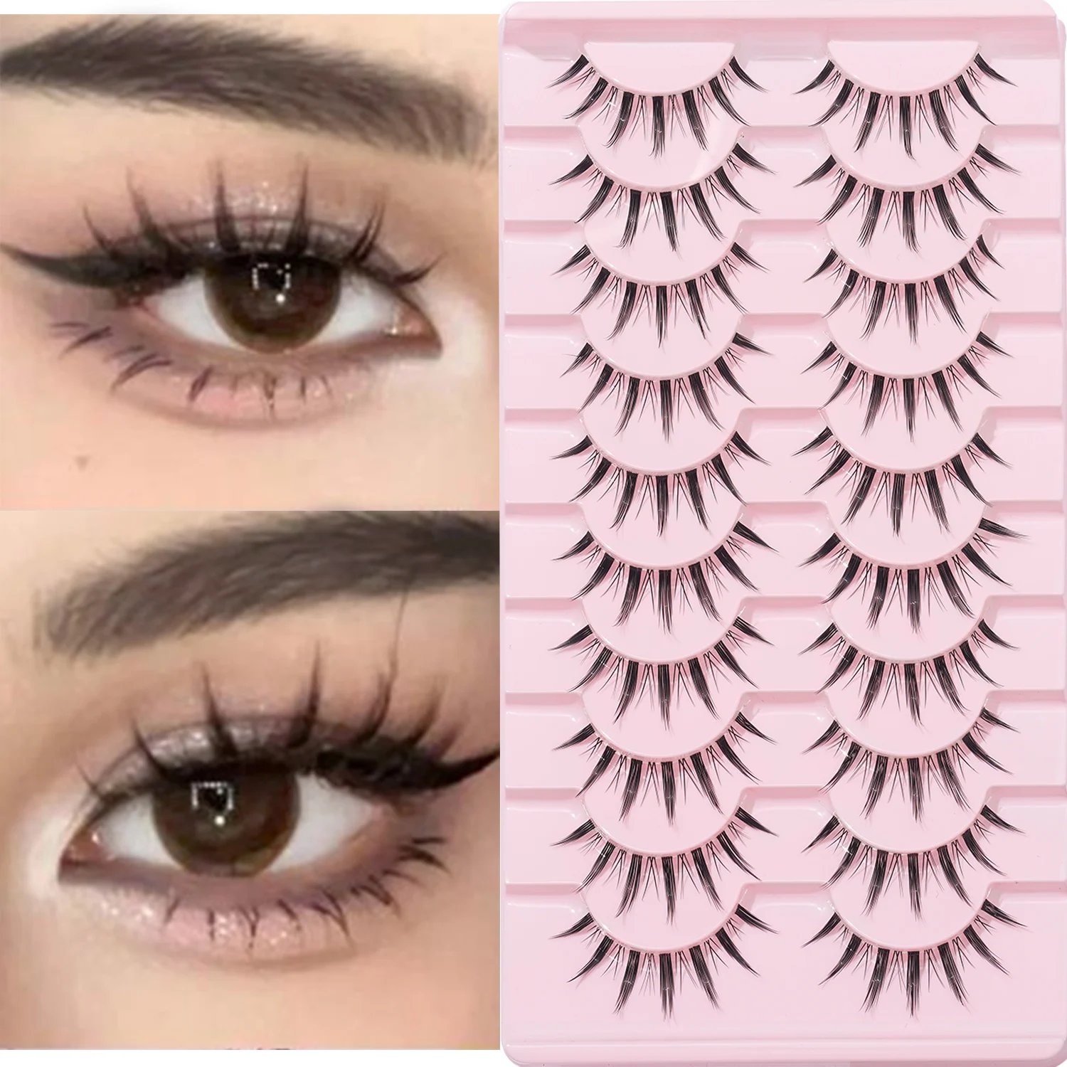 Comic Fake Eyelashes 10 Pairs Can Enlarge the Eyes Natural Slender Long ...