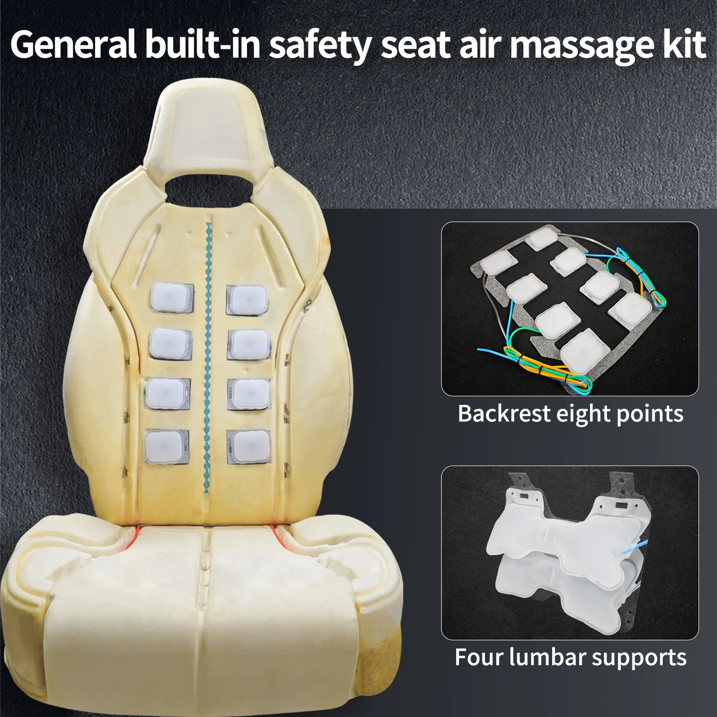 Universal Built-in 8 Point Seat Massage Kit Pneumatic TPU Airbag Lumbar ...