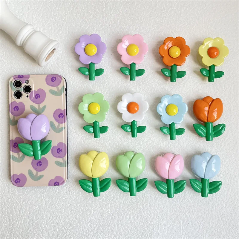 3D-Tulip-Phone-Holder-Griptok-Small-Fresh-Flowers-Stickable-Phone-Stand ...