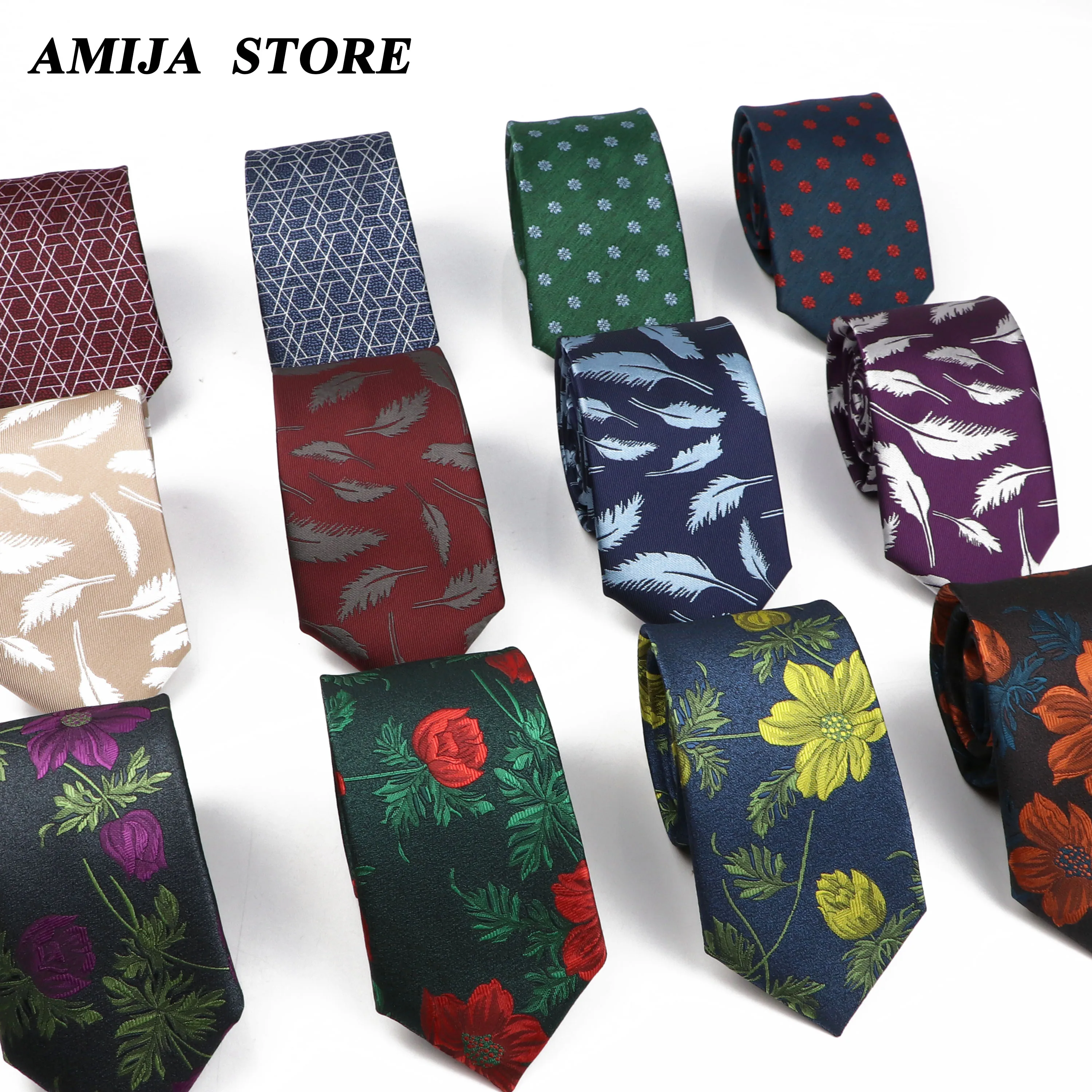 Luxury Ties For Men Floral Feather Geometric Men's Tie Wedding Business ...