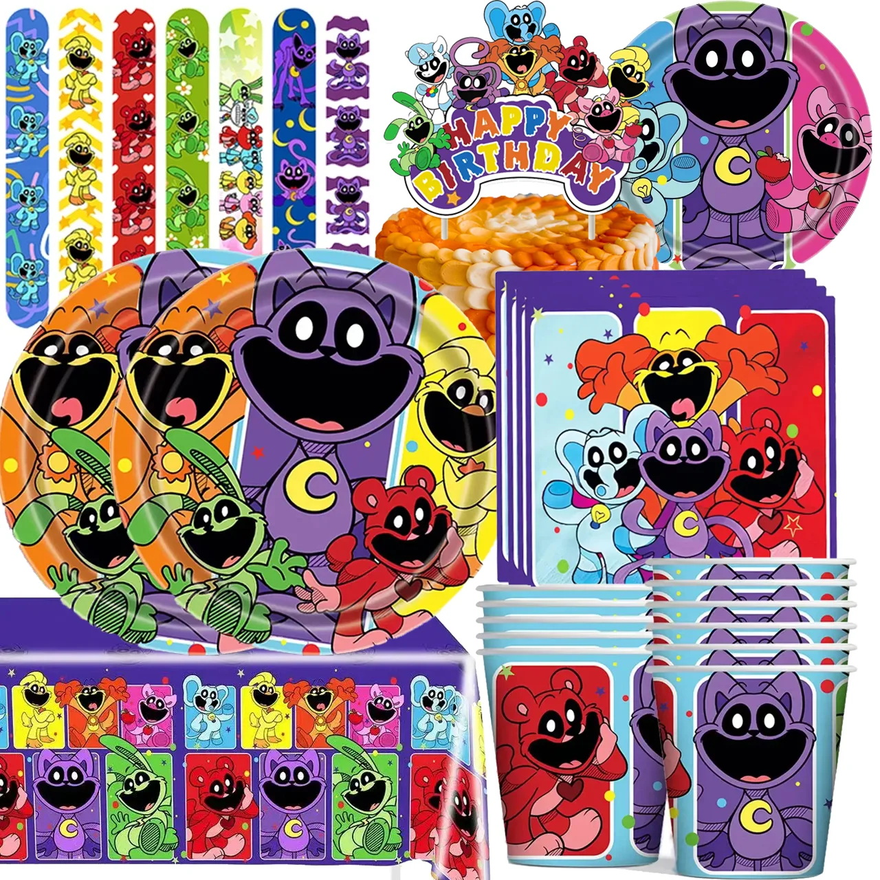 Smiling-Critters-Party-Decoration-Set-Balloon-Plate-Cake-Topper-Cup ...