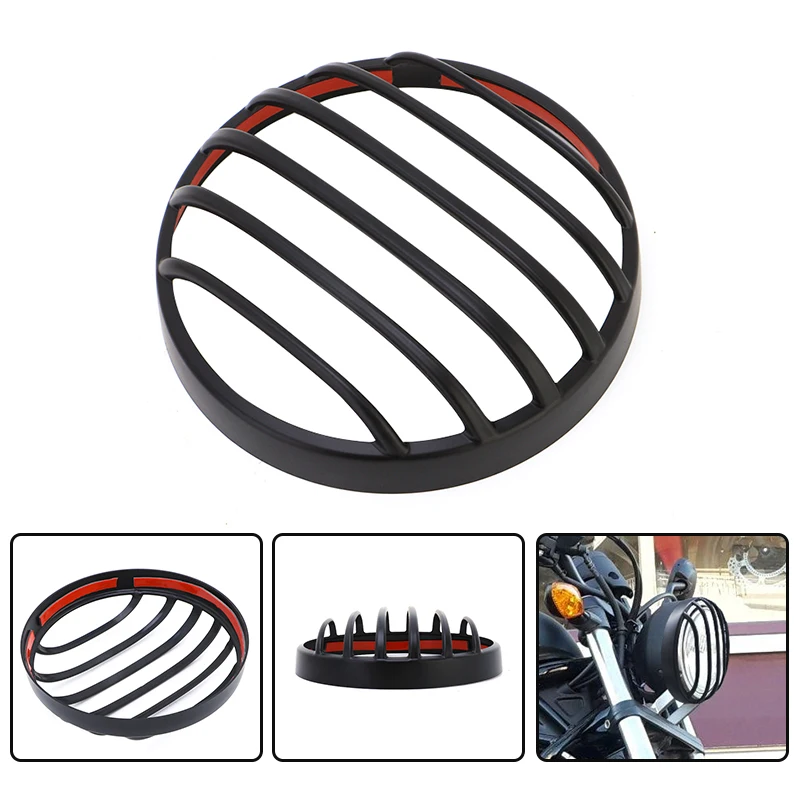Black-Motorcycle-Front-Headlight-Turn-Signal-Grill-Cover-Protector ...