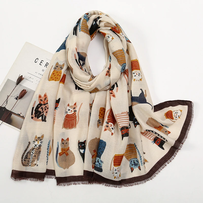 2024-Hot-Sale-Animal-Scarf-Tassel-Viscose-Shawl-Dachshund-Dog-Cat ...