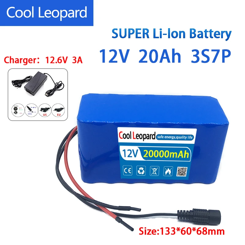 12V 20ah 3s7p 18650 배터리 12.6V 20000mAh 전기 자전거 오토바이 전기 스쿠터 리튬 이온 배터리 팩 ...