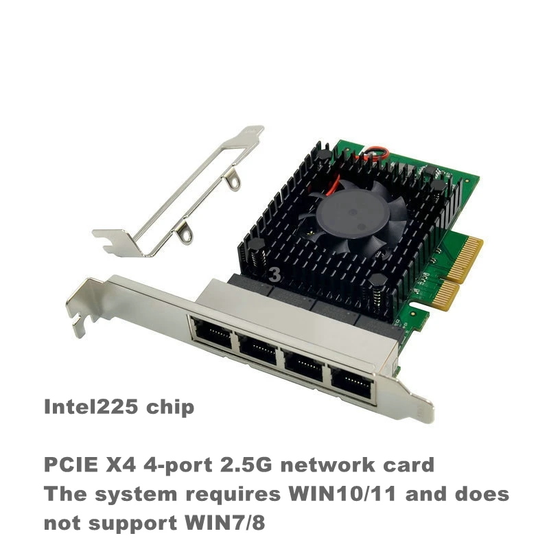 PCIE X4 2.5G Gigabit Network Card Intel225 4 Port Ethernet Network Card ...