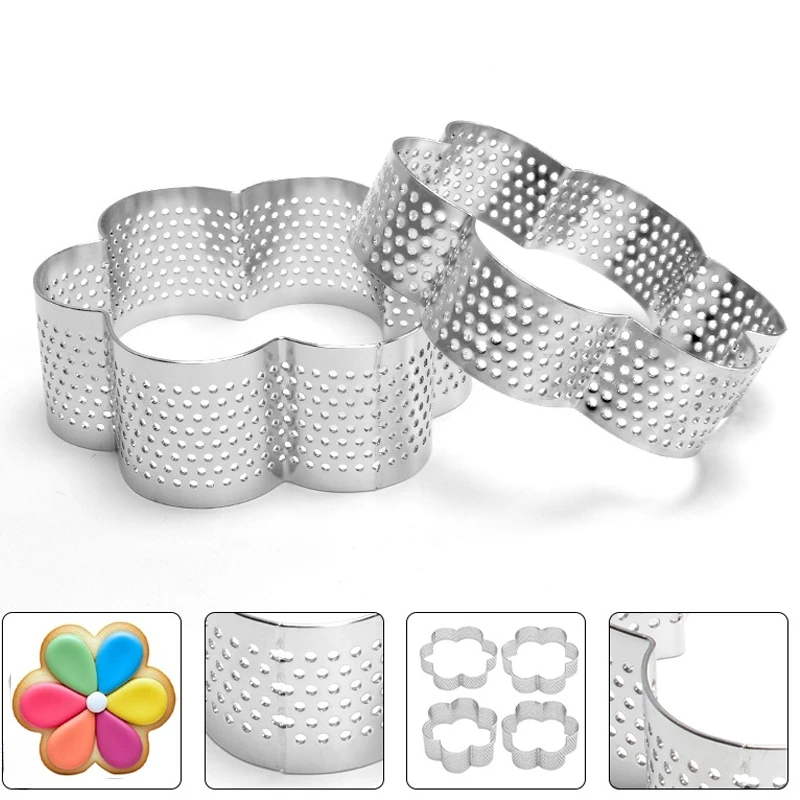 Flower-Shaped Tart Mold With Hole Tart Ring Stainless Steel Tart Bottom ...