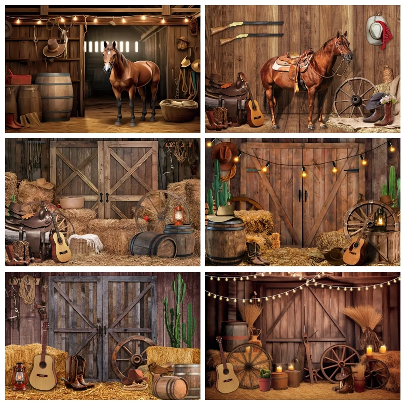 Western-Cowboy-Barn-Farm-Horse-Photography-Backdrop-Haystack-Wood-House ...