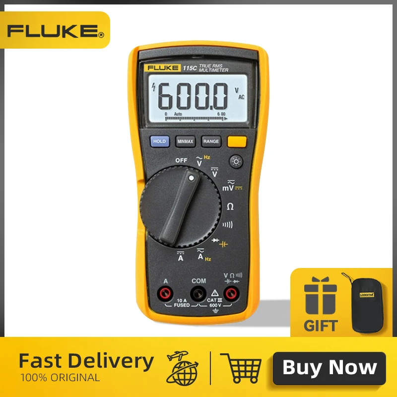 FLUKE True RMS Digital Multimeter 115C 116C 117C High Precision Compact ...
