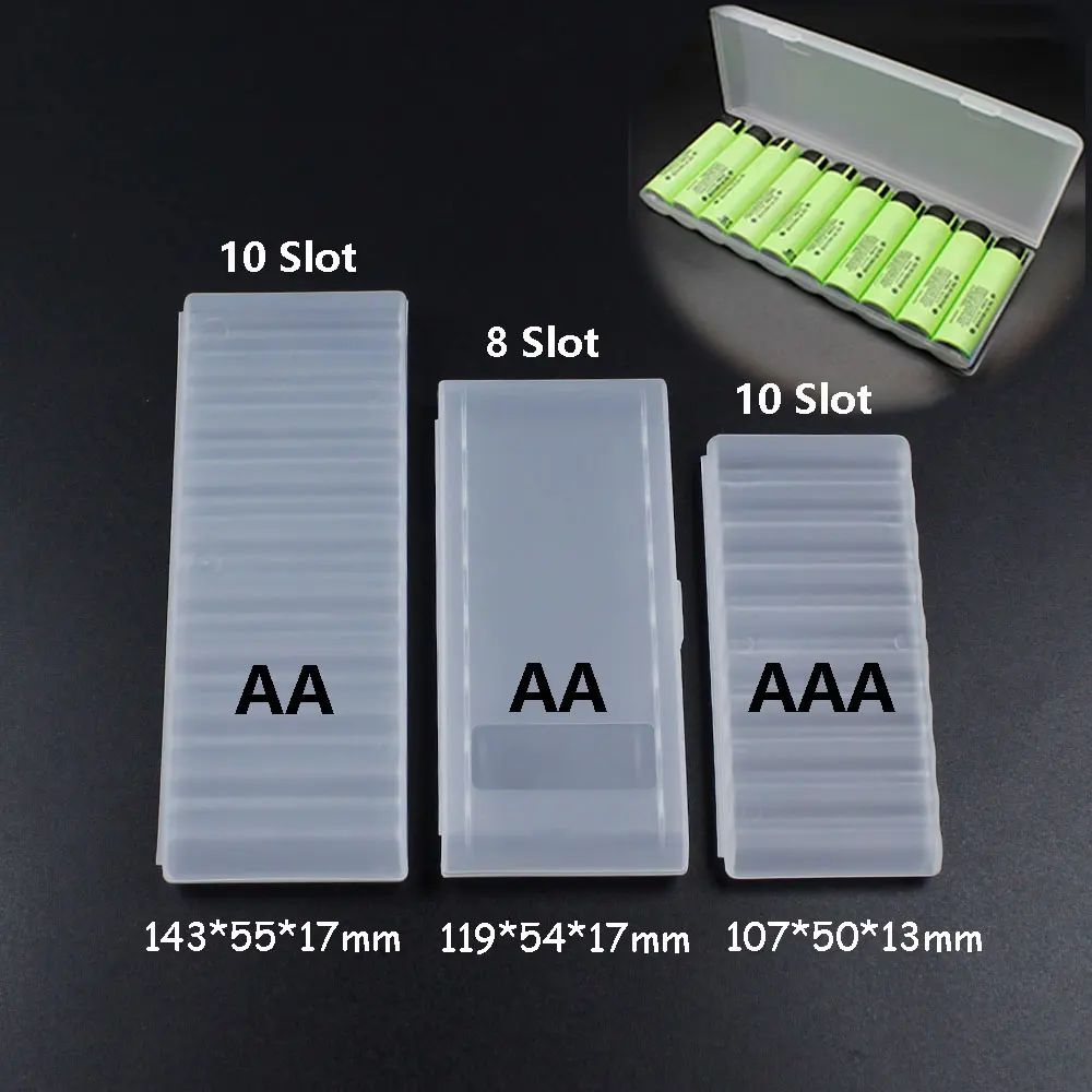 8/10 Slot Transparent Plastic Battery Storage Box for 18650/AAA/AA Hard ...