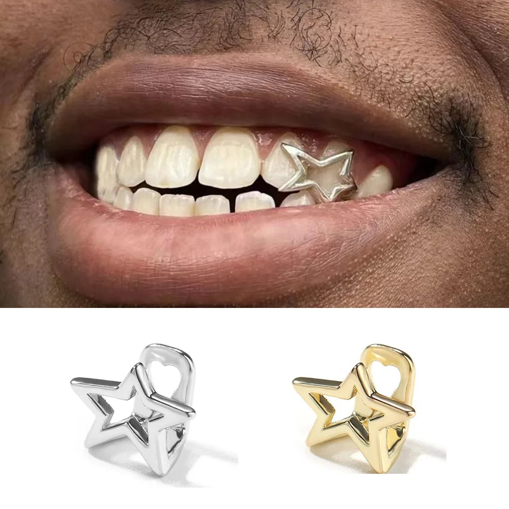 RACHELZ-Irregular-Hollow-Pentagram-Star-Teeth-Grillz-Hip-Hop-Gold ...