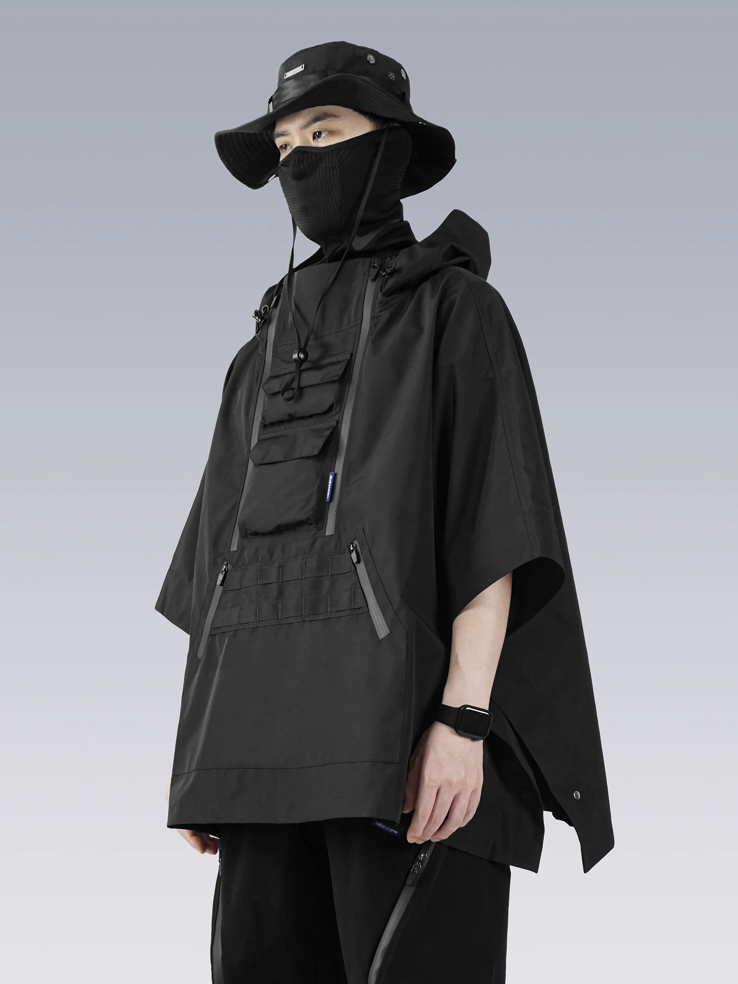 Silenstorm 22aw Functional poncho raincoat front molle multiple pockets ...