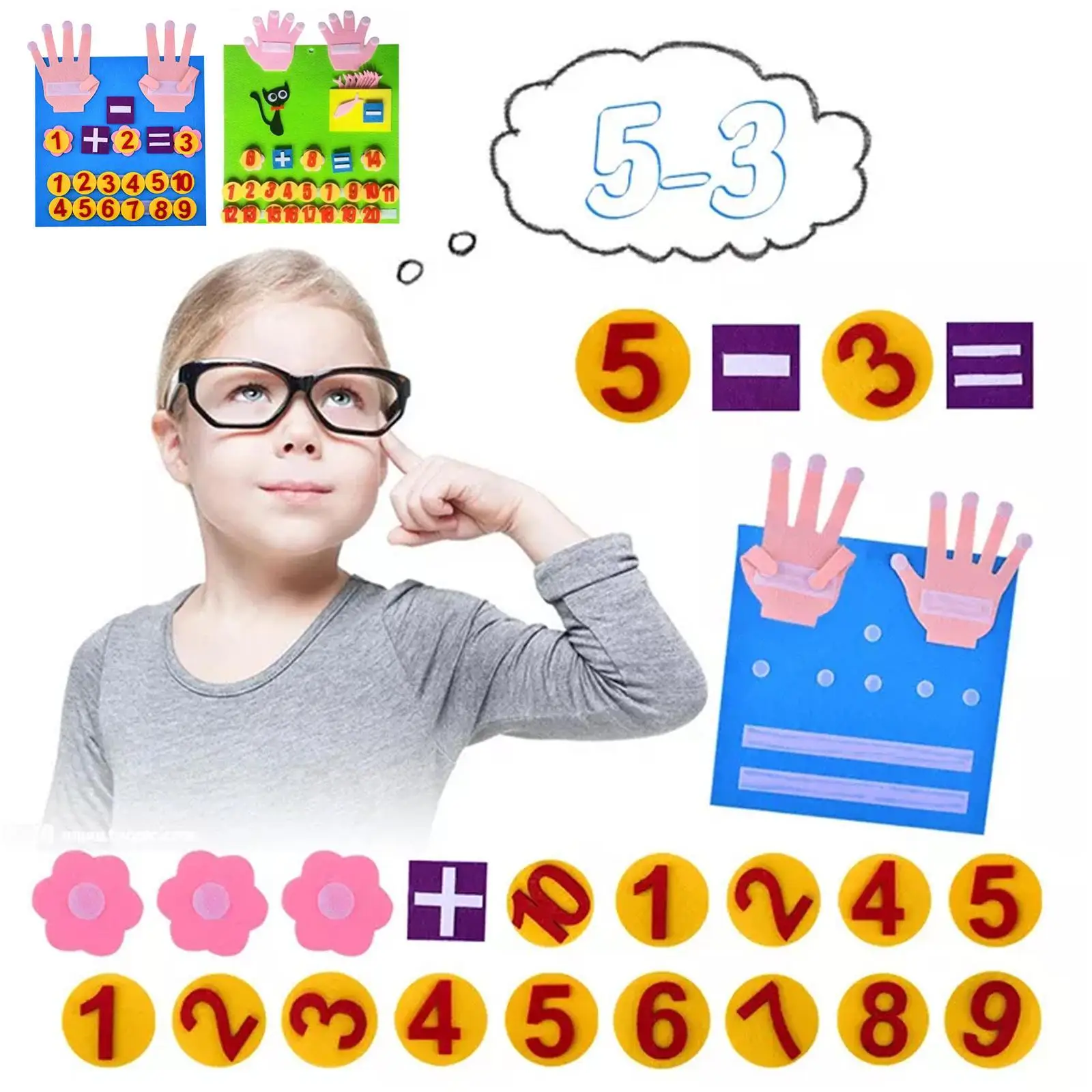 Kid-Montessori-Toys-Felt-Finger-Numbers-Math-Toy-Children-Counting ...