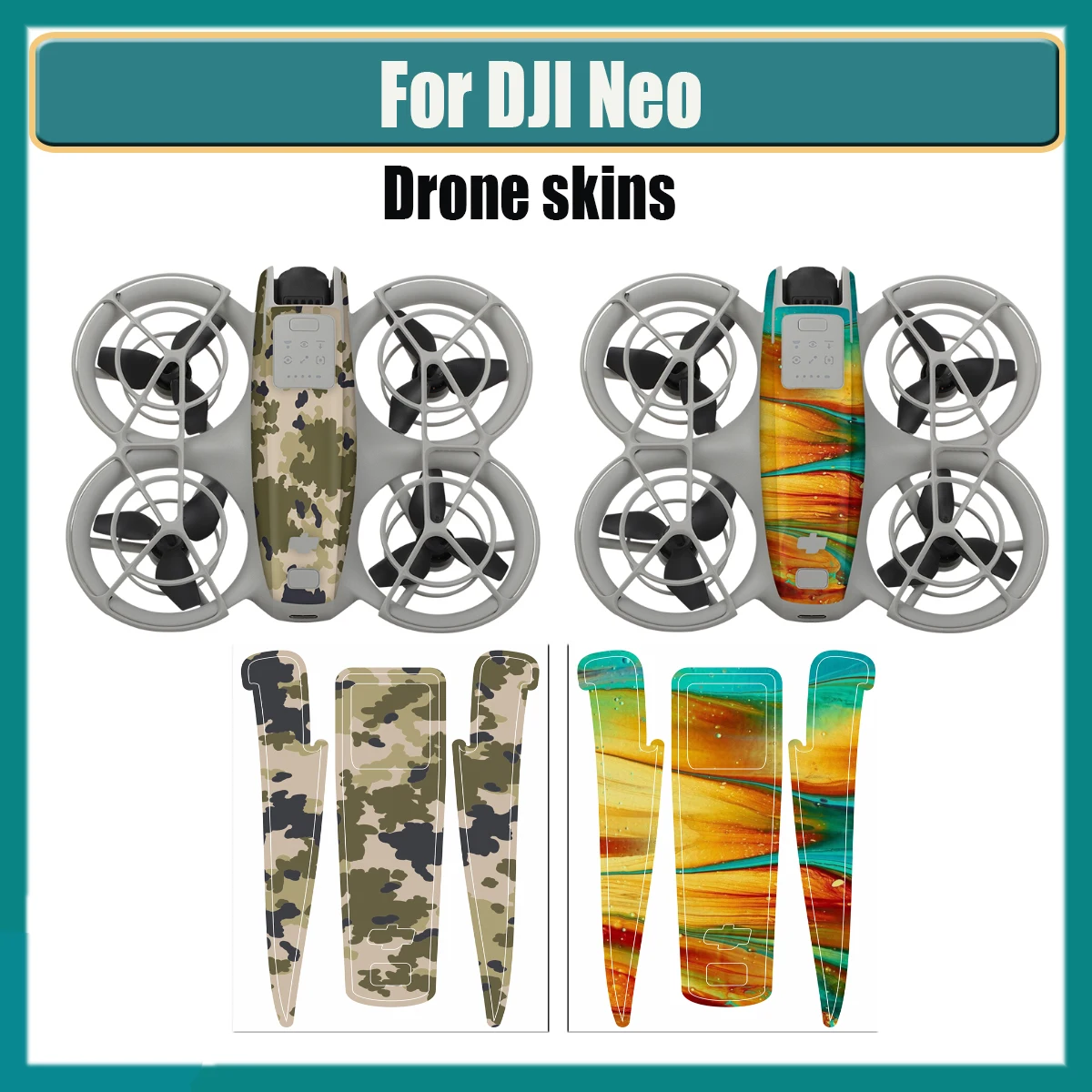 2in1 for DJI NEO Skins Drone Sticker Only Anti-Scratch Protection Cover ...