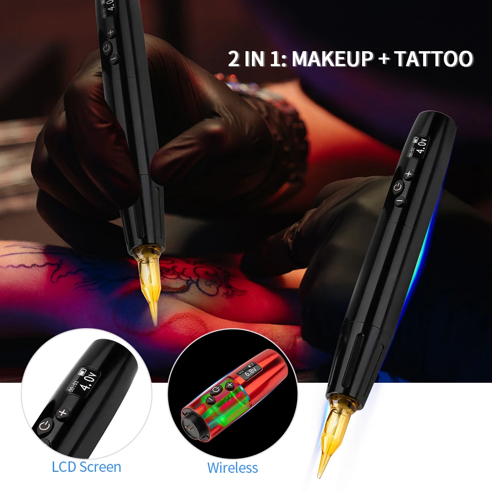 Wireless Tattoo Pen Dermograph Permanent Makeup Machine Coreless Motor ...