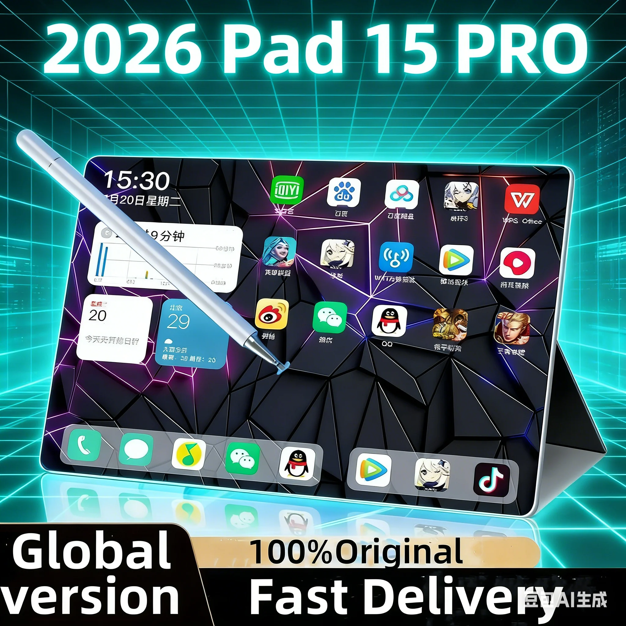 2026 Pad 15 Pro 12 inch Tablet Android 16 GPS WIFI 24GB 2TB 20000mAh 5G ...
