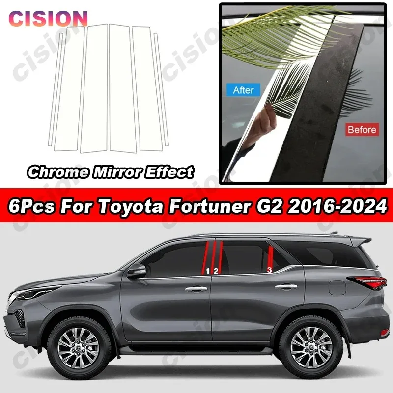 Glossy Chrome Mirror Effect Car Door Window Center Middle B C Pillar ...