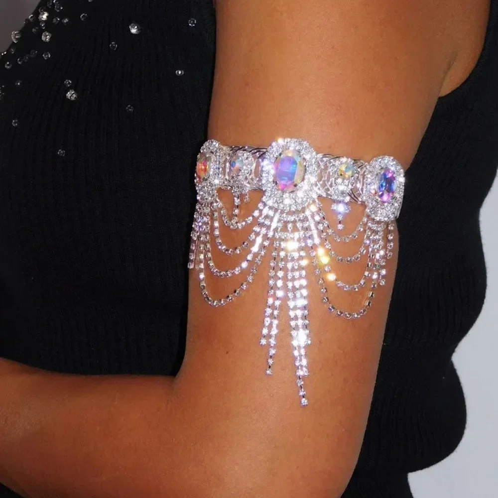 Stonefans Crystal Tassel Arm Chain Bracelet Bridal Hand Accessories ...