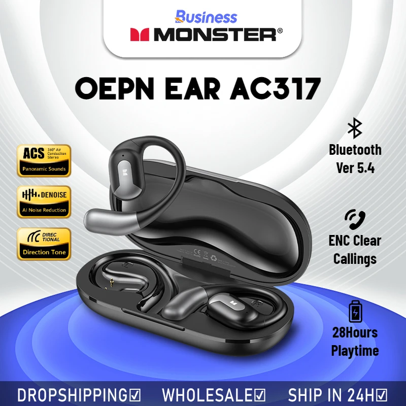 Monster-Open-Ear-AC317-OWS-Wireless-Earphones-Sports-Ear-hook-Bluetooth ...
