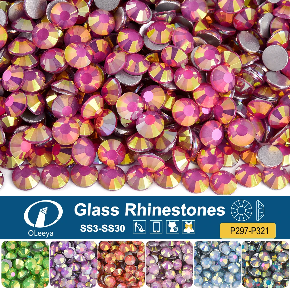 Oleeya-P297-P321-SS6-SS30-New-Neon-Glass-Rhinestones-Non-Hotfix-Flatback-Crystal-Glitter-Stone ...