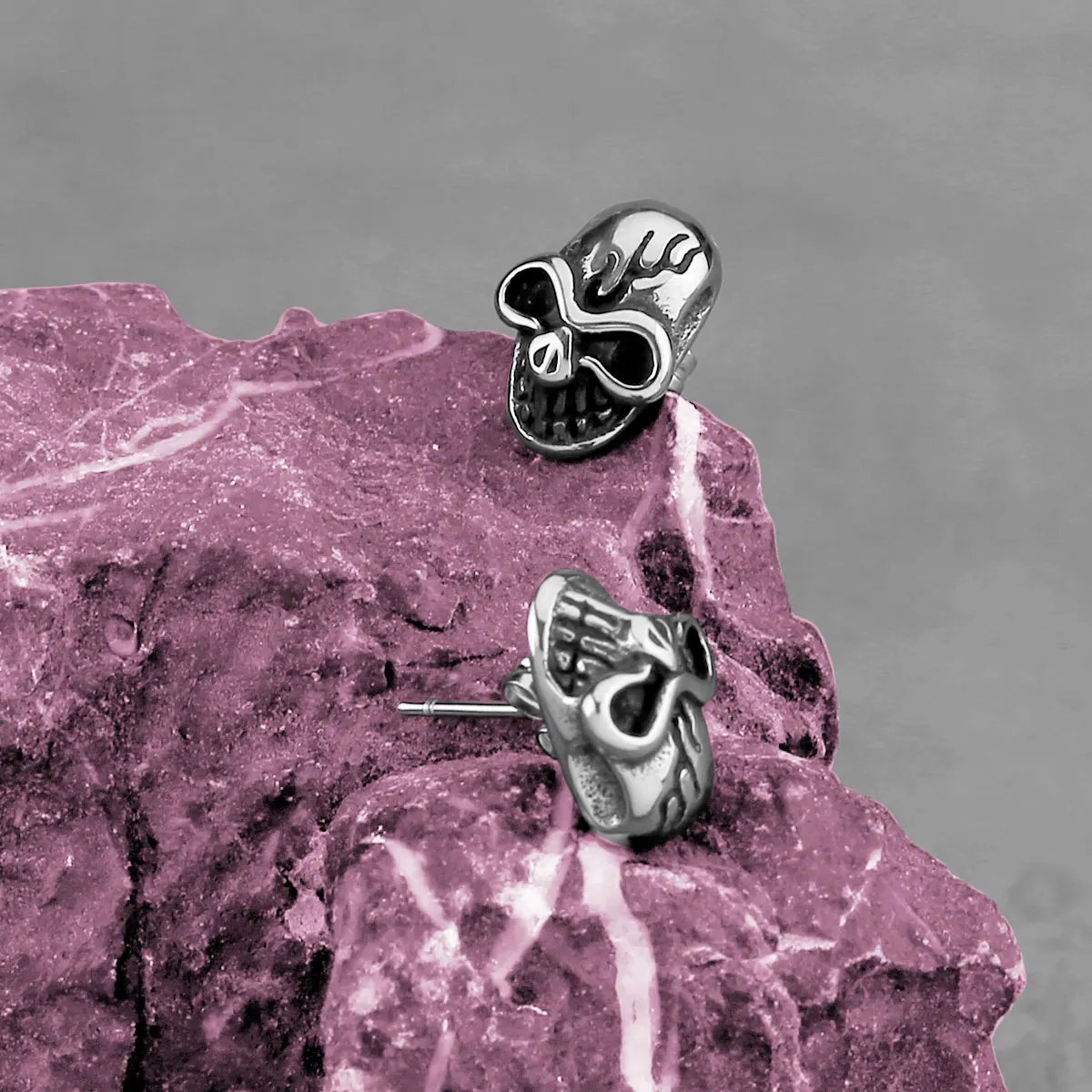 Neo-Gothic-Skull-Earrings-Men-s-Punk-Rock-Biker-Punk-Stainless-Steel ...