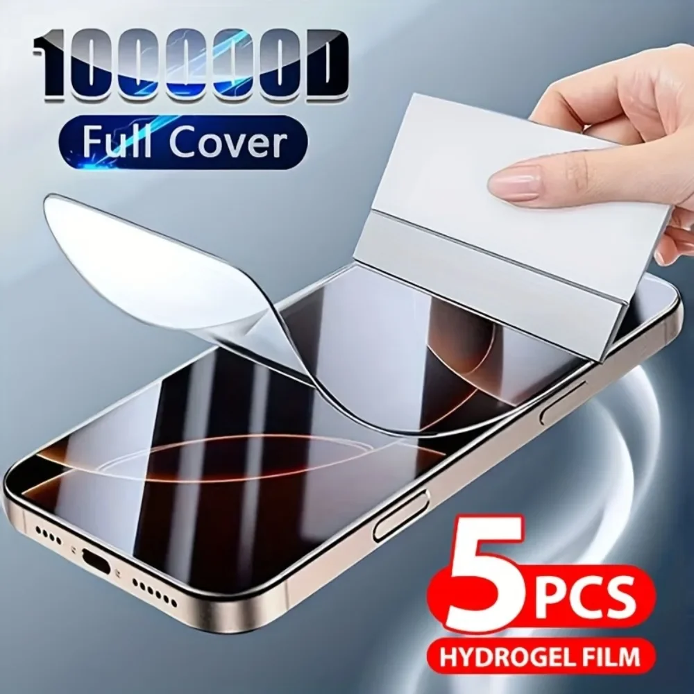 5Pcs Full Cover Hydrogel Film for iPhone 16 15 14 Pro Max 16e 15 14 ...