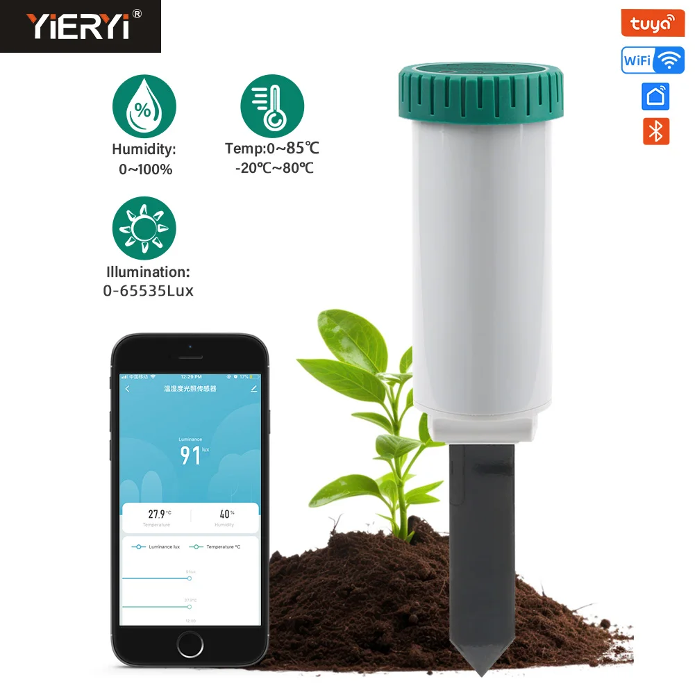 Zigbee-Smart-4-in-1-Soil-Tester-Sunlight-Temp-Moisture-Meter-Earth ...