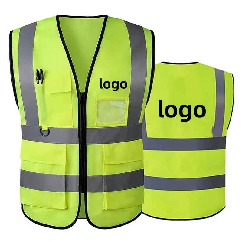 Reflective-safety-vest-custom-printed-logo-construction-site-vest-mesh ...