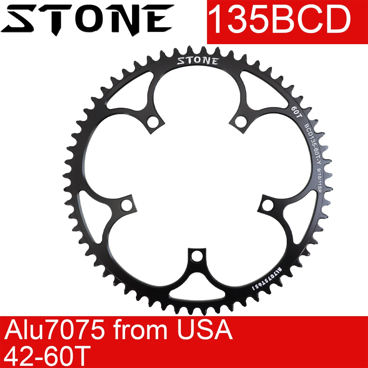 Stone-135BCD-Chainring-Round-Narrow-Wide-42-44-46-48-52-54-56T-58-60T ...