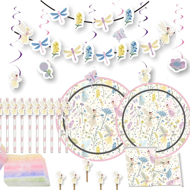 Elf Princess Theme Birthday Party Decoraions Flower Fairy Disposable ...