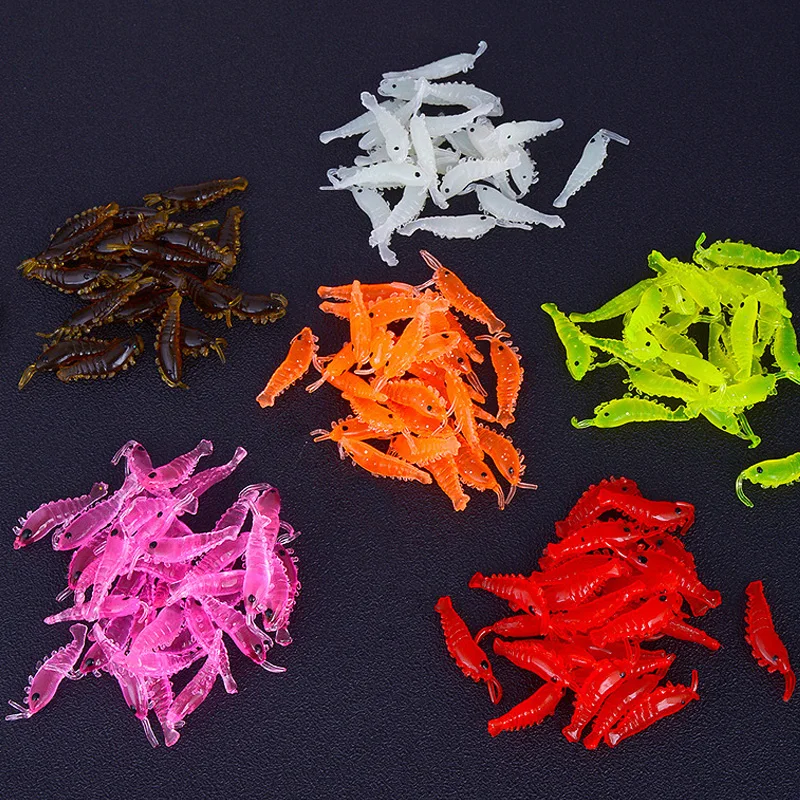 50Pcs Soft Rubber Fishing Lures Artificial Bait Luminous Glow Shrimp ...