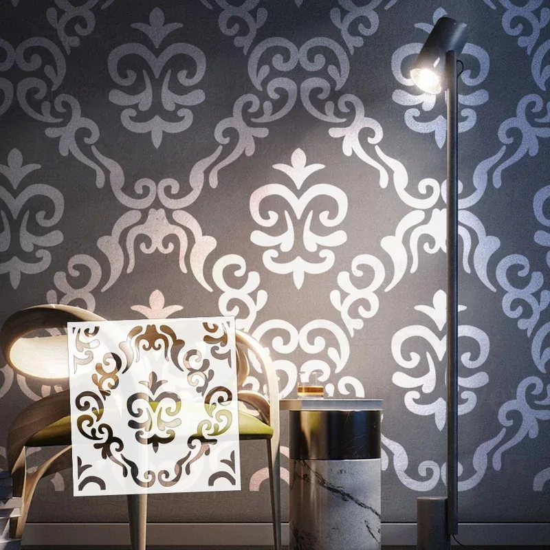 Baroque Pattern Large Wall Stencil – Barking Kat Design