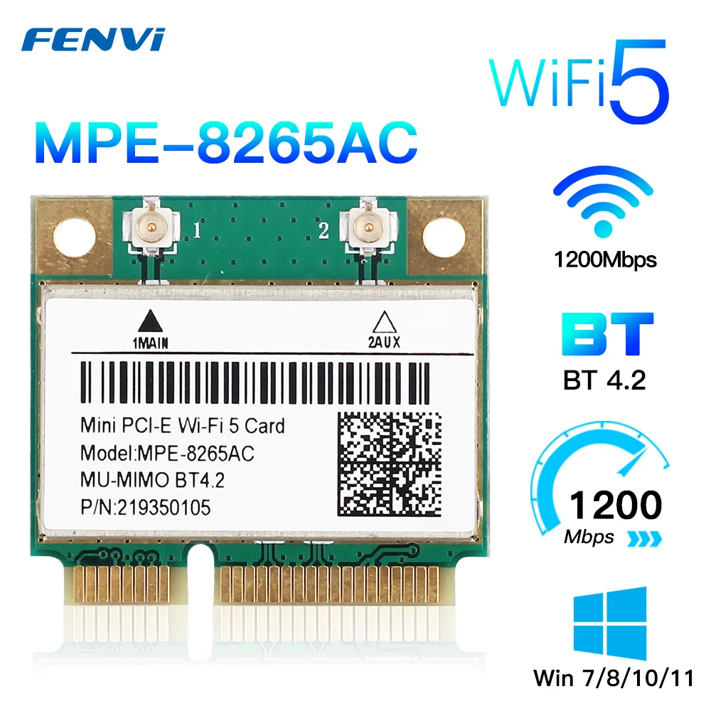 Dual Band 2.4g/5ghz 8265ac Wireless Mini Pci-e Wifi Card For Bluetooth ...