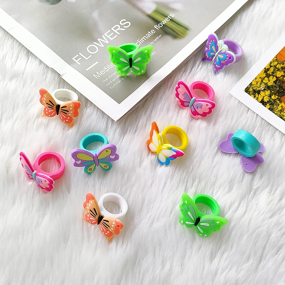 6-12pcs-Children-s-Cartoon-Rings-Animal-Colorful-Butterfly-Shape ...