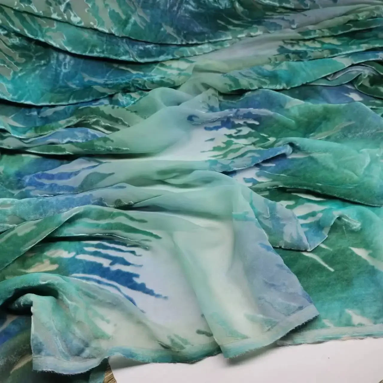 Ombre-Burn-Out-Velvet-Tissue-Fabric-Gown-Dress-Flocked-Rayon-Qualified ...