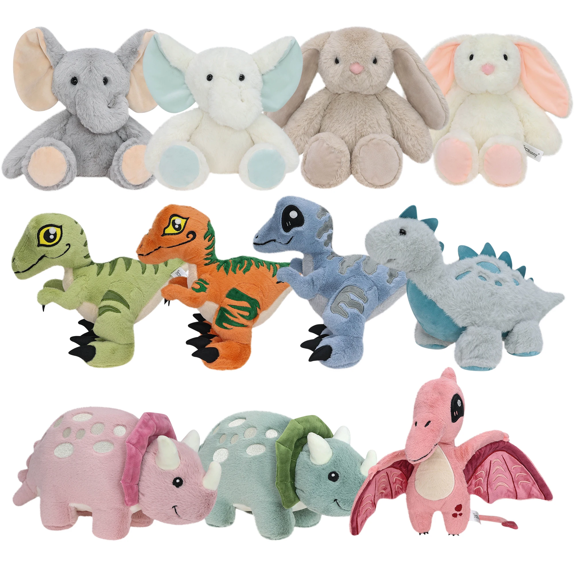 TCBUNNY-Fluffy-Animal-Plush-Toys-Velociraptor-Triceratops-Stuffed ...