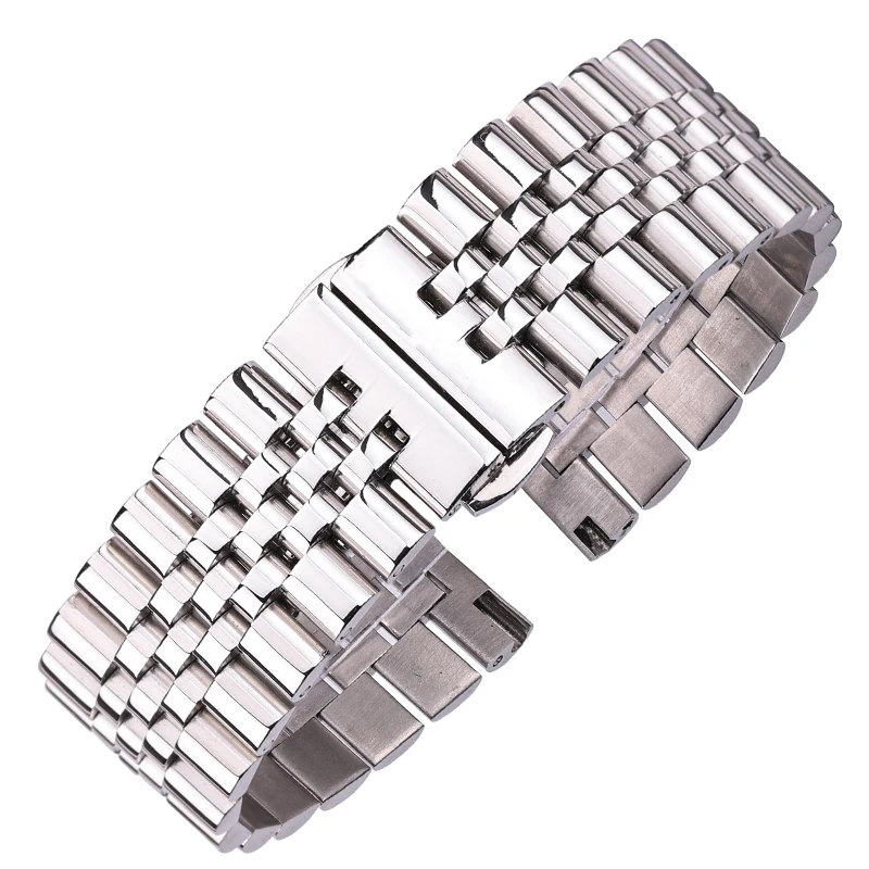 Stainless-Steel-Watchbands-Silver-Polished-16-18-19-20-21-22mm-Metal ...