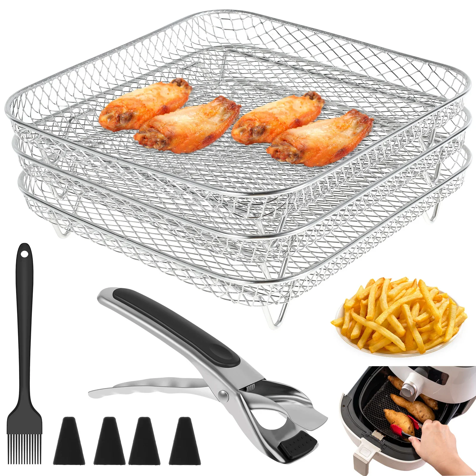 Air-Fryer-Dehydrator-Rack-Stainless-Steel-Dehydrator-Rack-Grill-Square ...