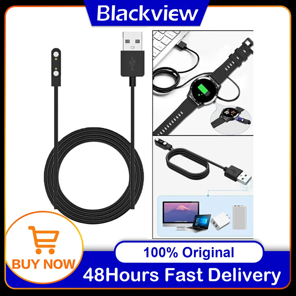 2Pin-Smart-Watch-Charging-Cable-4mm-USB-Power-Charger-Emergency-Cables ...