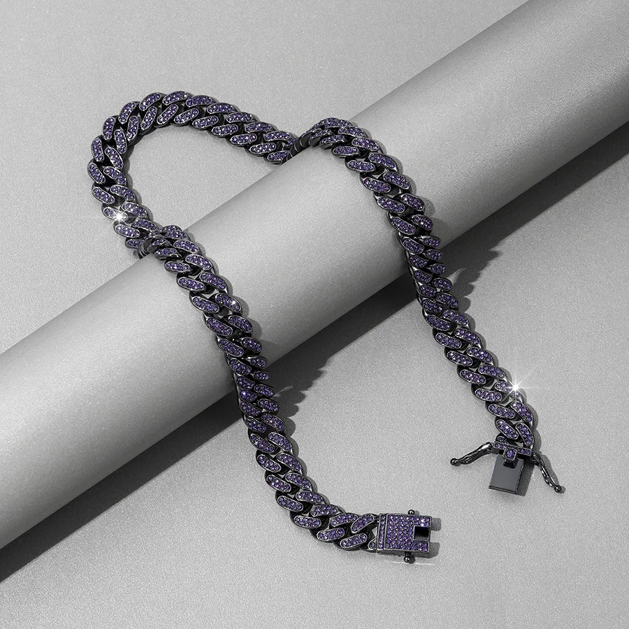 Purple Ice and Snow Cuban Chain for Teens Men and Women 15mm Hip Hop ...