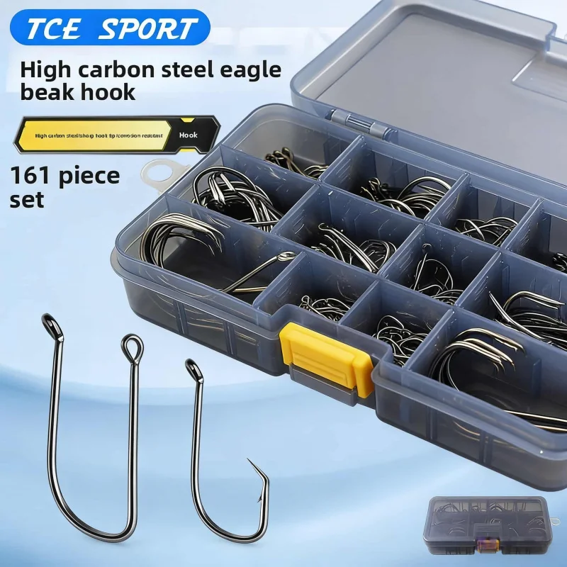 161Pack High Carbon Steel Eagle Beak Tube Hooks Sharp Barbed Universal ...