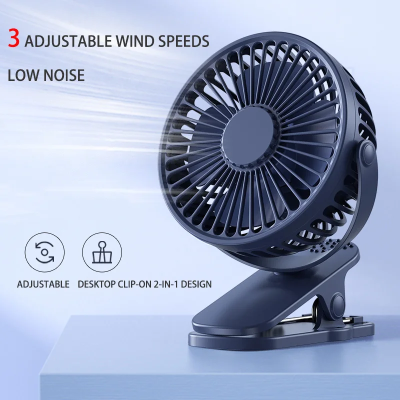 Rechargeable-Portable-Fan-Three-Speed-Adjustable-Wind-Clip-Fan-New ...